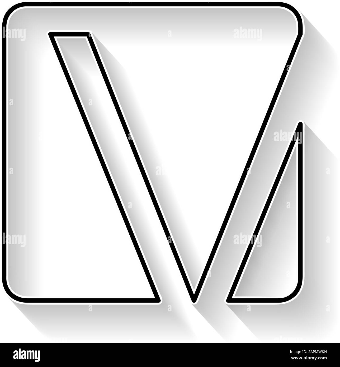Vector initial letter V. Sign made with black line Stock Vector Image ...