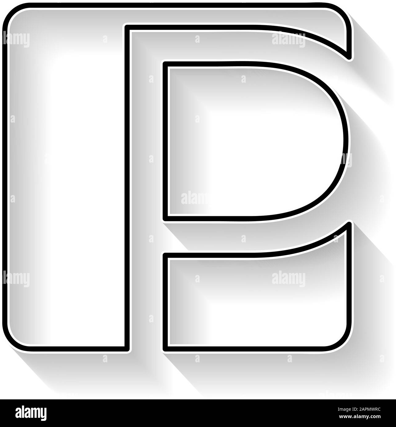 Vector initial letter P. Sign made with black line Stock Vector Image ...