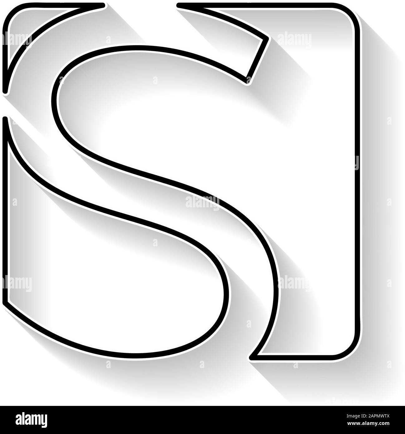 Vector initial letter S. Sign made with black line Stock Vector Image ...