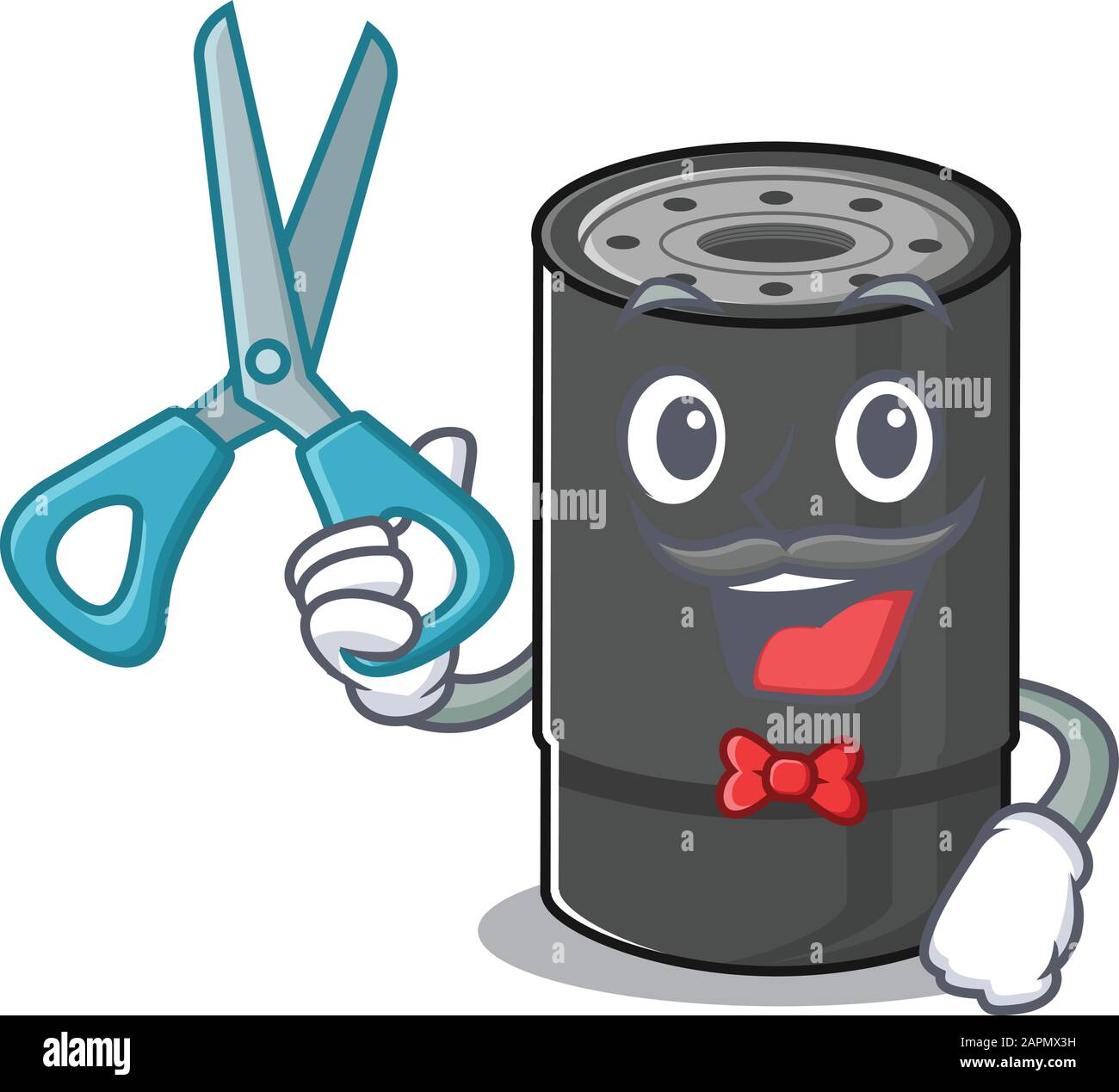 Smiley Funny Barber oil filter cartoon character design style Stock ...