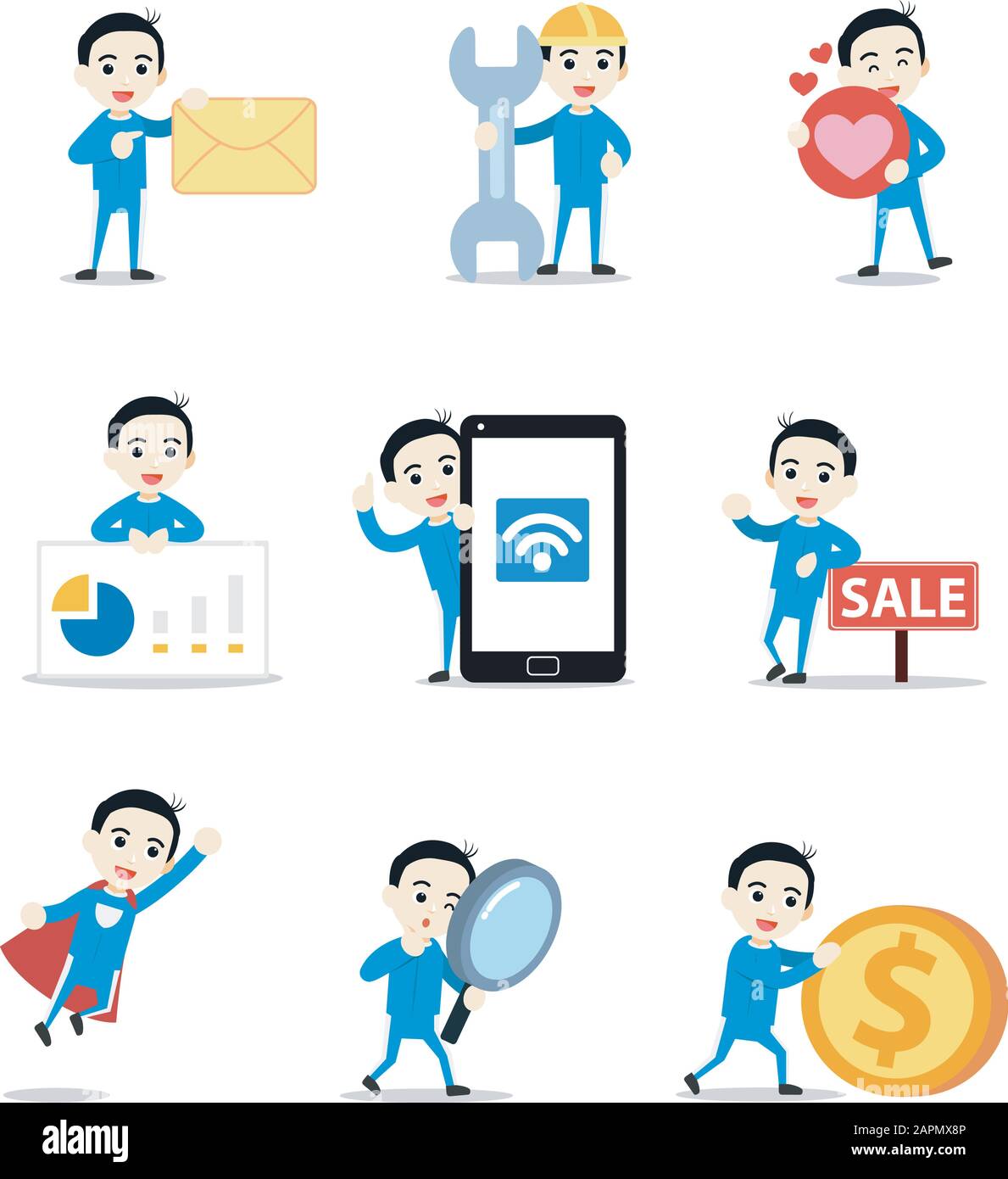 Set of character man grid boy ready to start the race Stock Vector ...