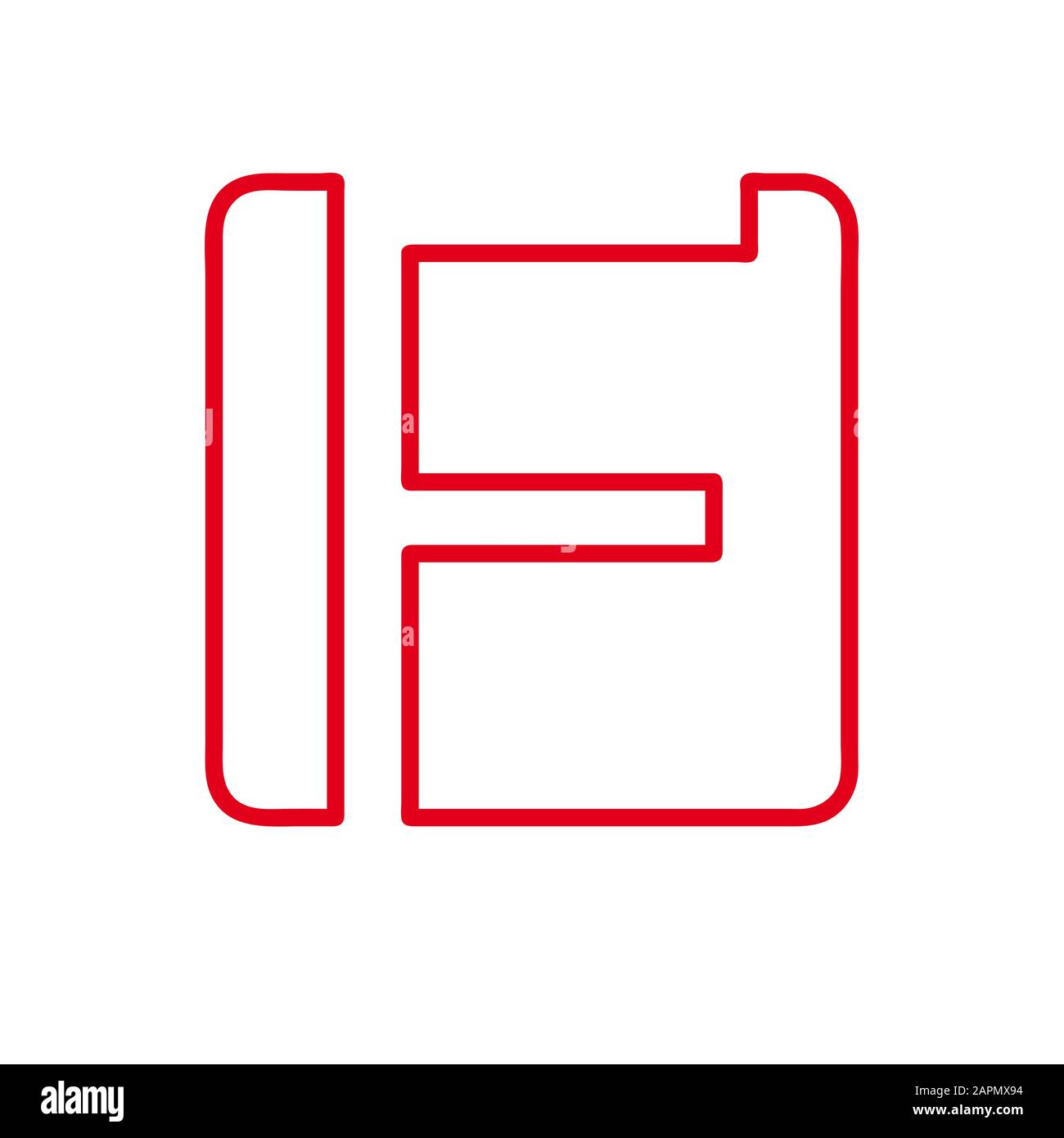 Vector initial letter F. Sign made with red line Stock Vector Image ...