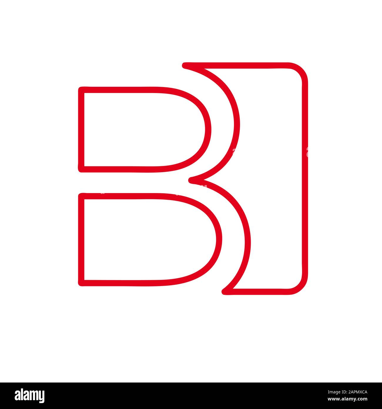 Vector initial letter B. Sign made with red line Stock Vector Image ...