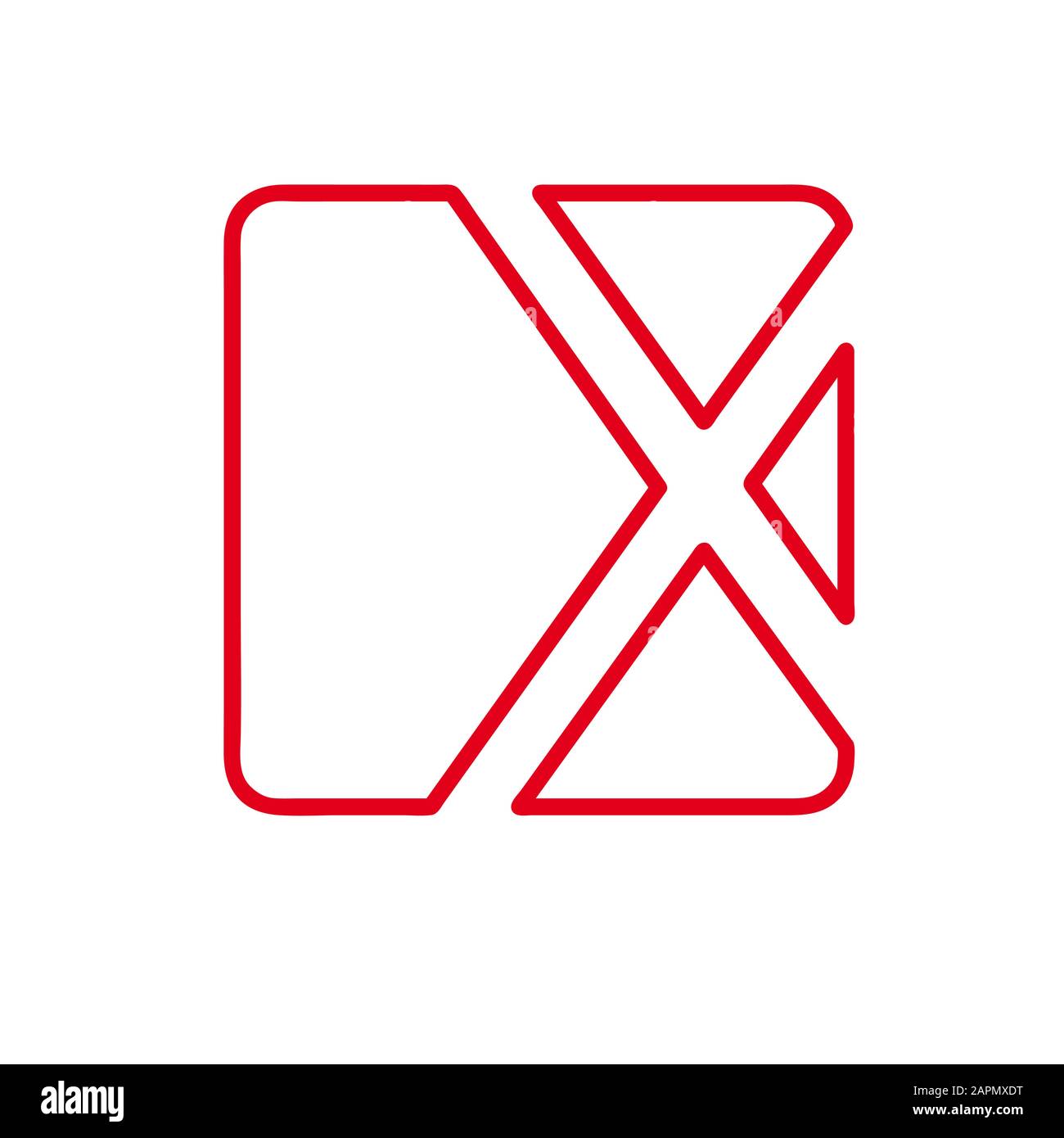 Vector initial letter X. Sign made with red line Stock Vector Image ...