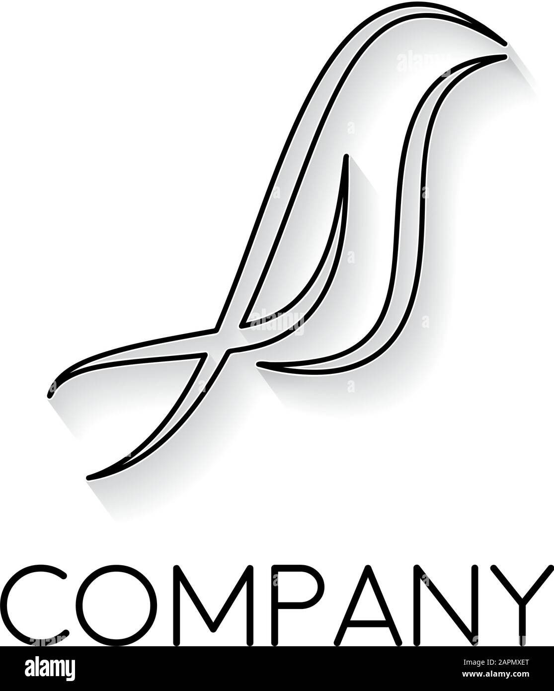 Vector sign abstract bird on branch, in linear style Stock Vector Image ...