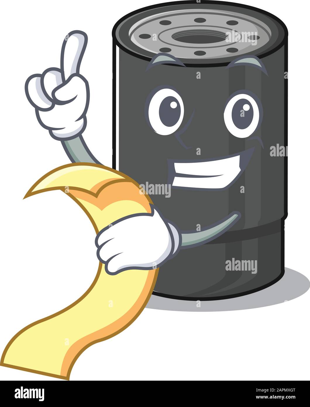 A funny cartoon character of oil filter with a menu Stock Vector Image ...