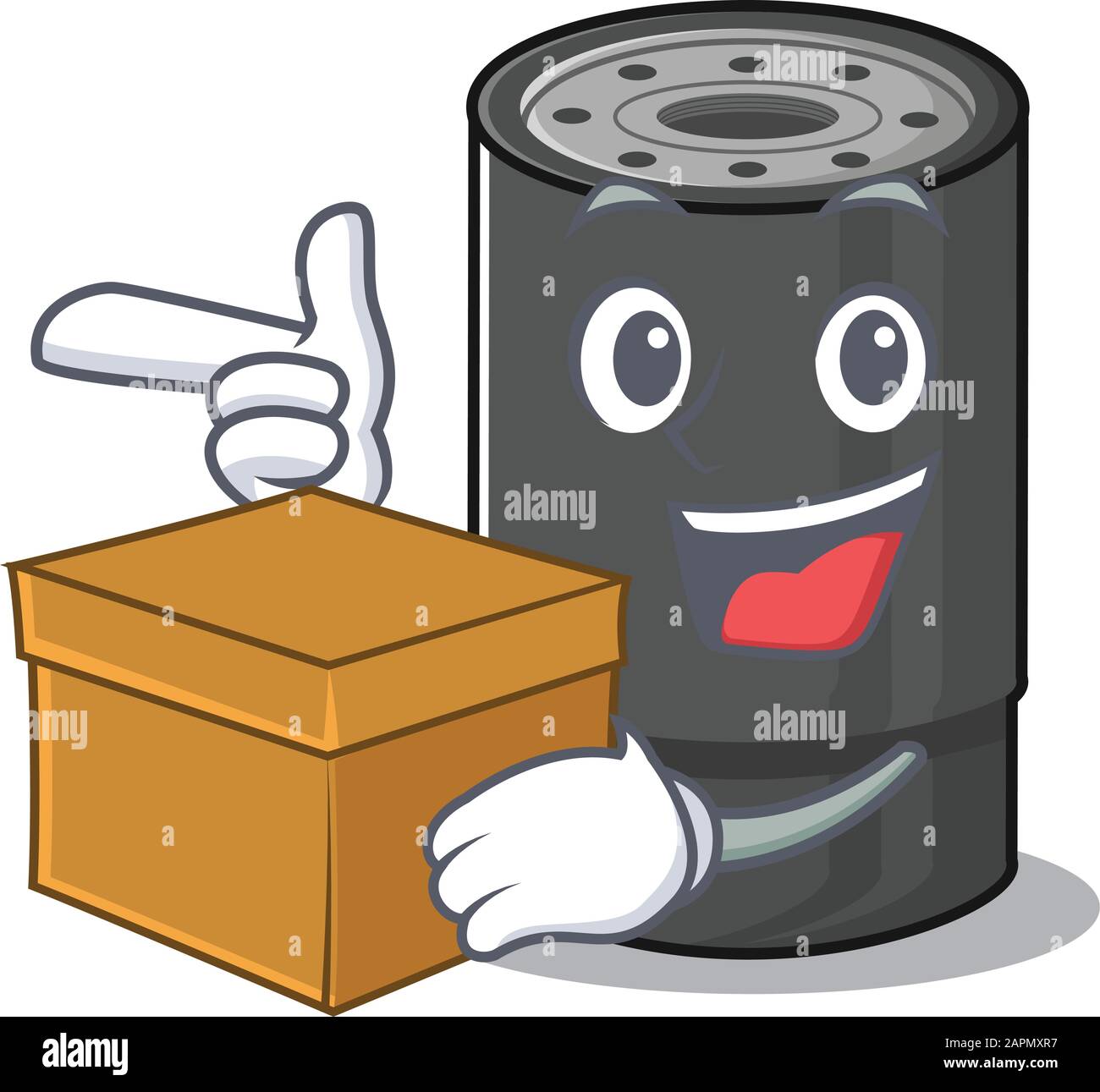 Cute oil filter cartoon character having a box Stock Vector Image & Art ...