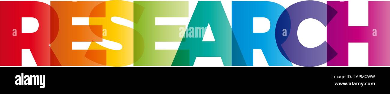 The word Research. Vector banner with the text colored rainbow Stock ...