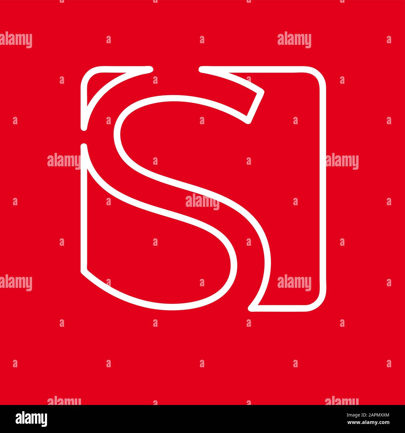 Vector initial letter S. Sign made with red line Stock Vector Image ...
