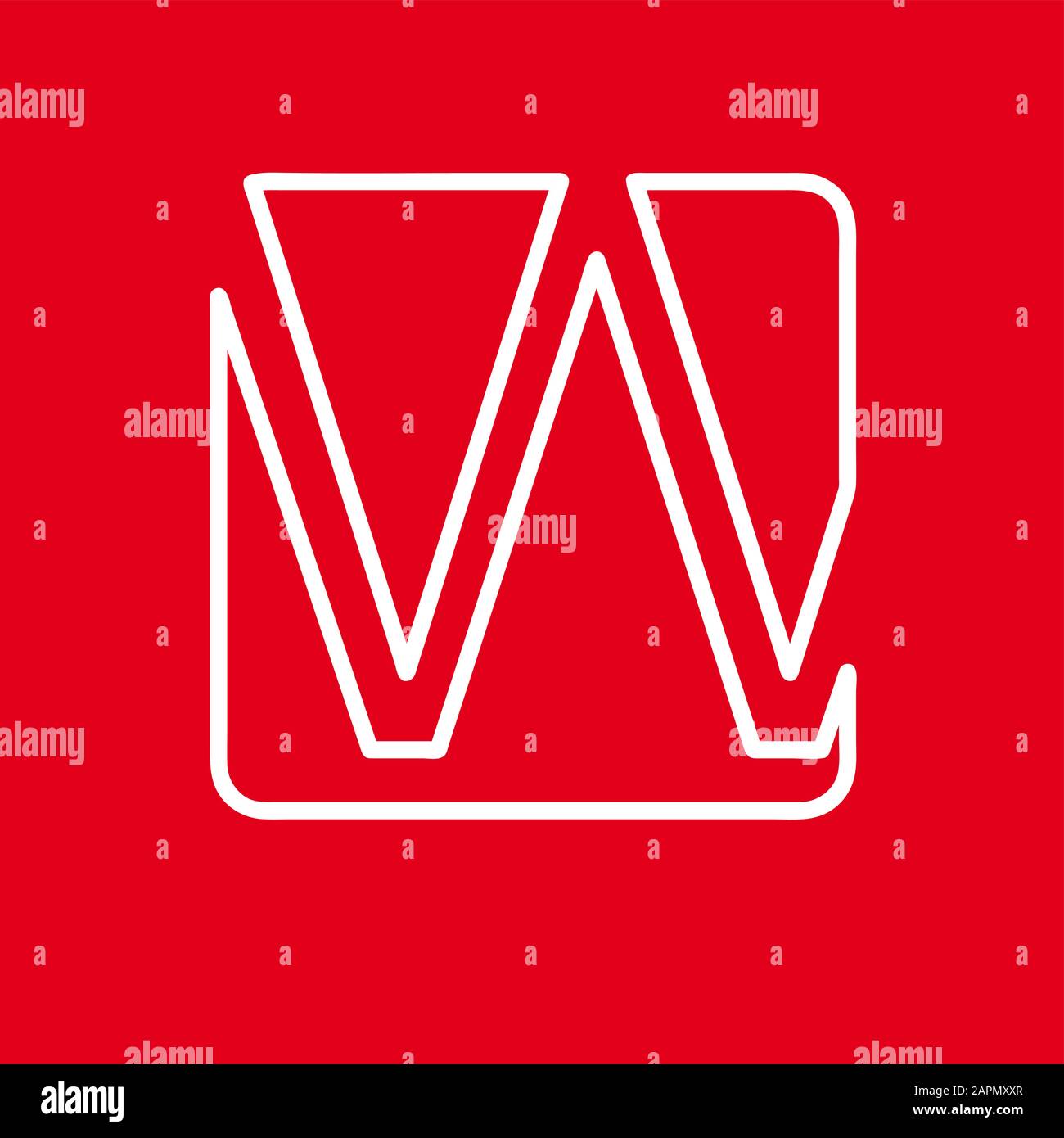 Vector initial letter W. Sign made with red line Stock Vector Image ...
