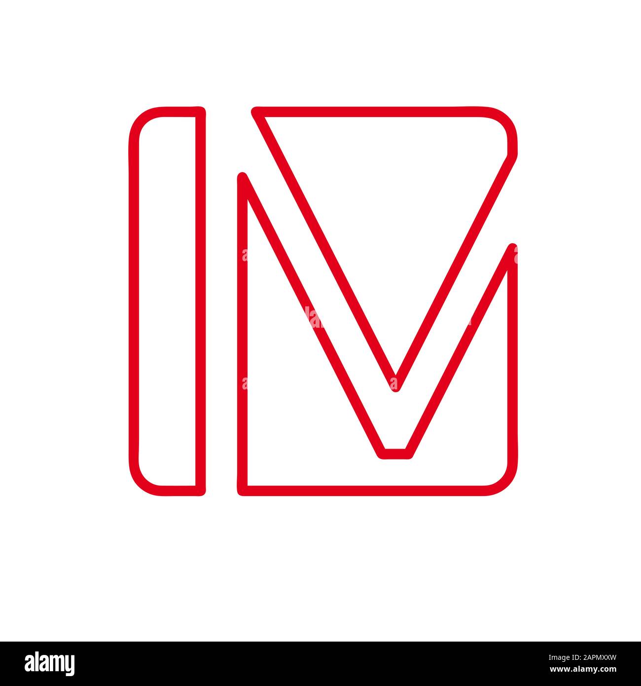Vector initial letter M. Sign made with red line Stock Vector Image ...