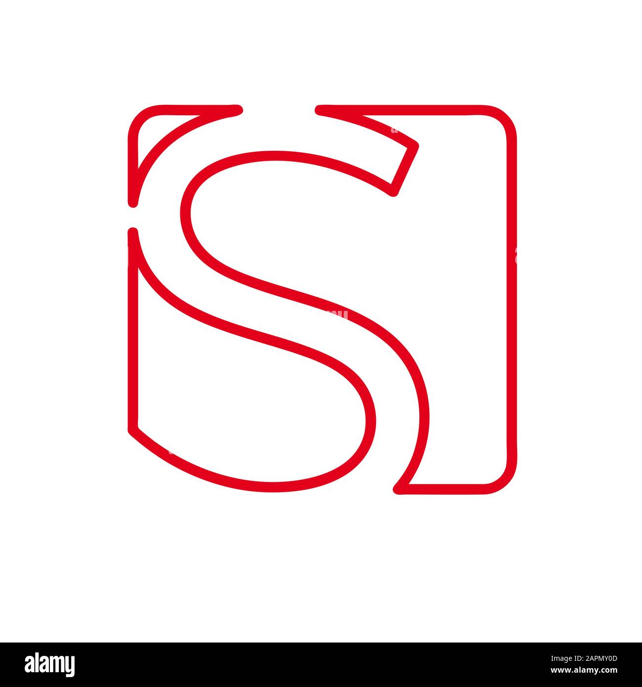 Vector initial letter S. Sign made with red line Stock Vector Image ...