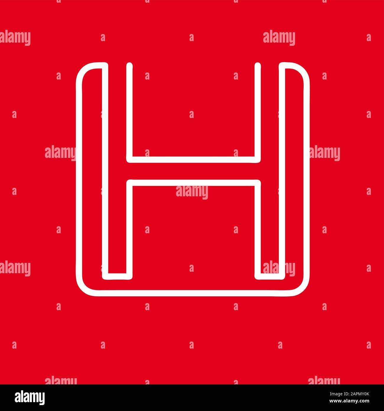 Vector initial letter H. Sign made with red line Stock Vector Image ...