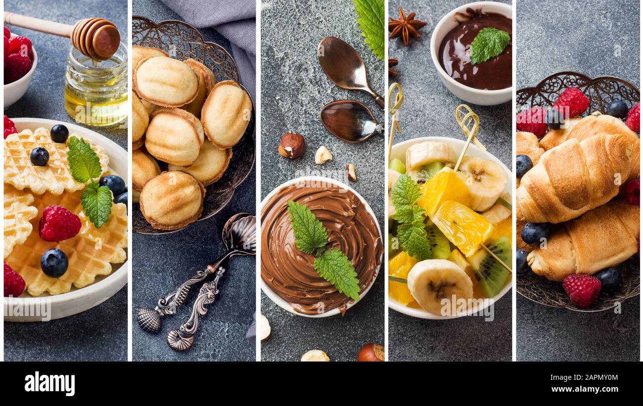 Food collage. Collage of sweet desserts with berries Stock Photo - Alamy