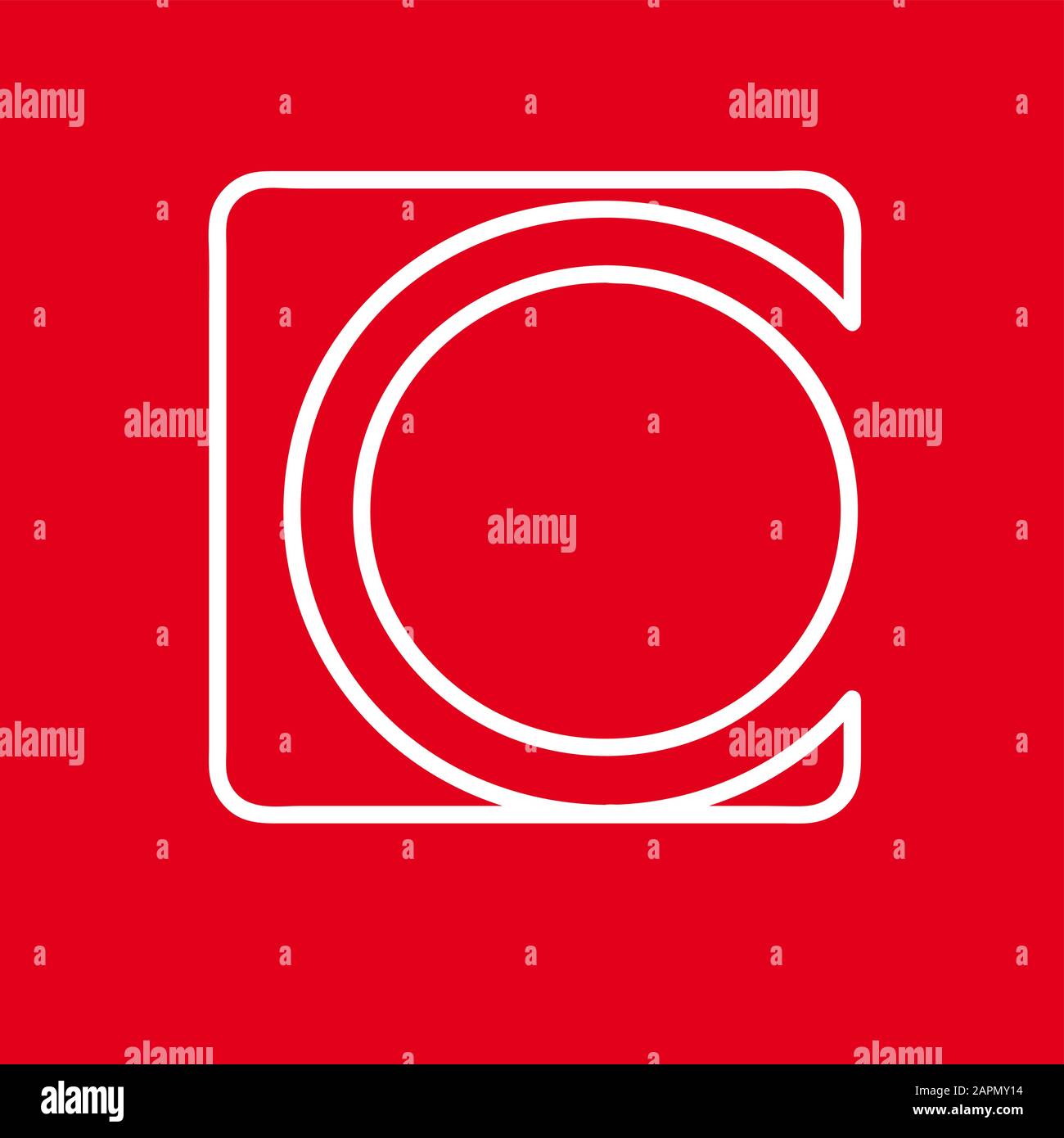 Vector initial letter O and number 0. Sign made with red line Stock ...