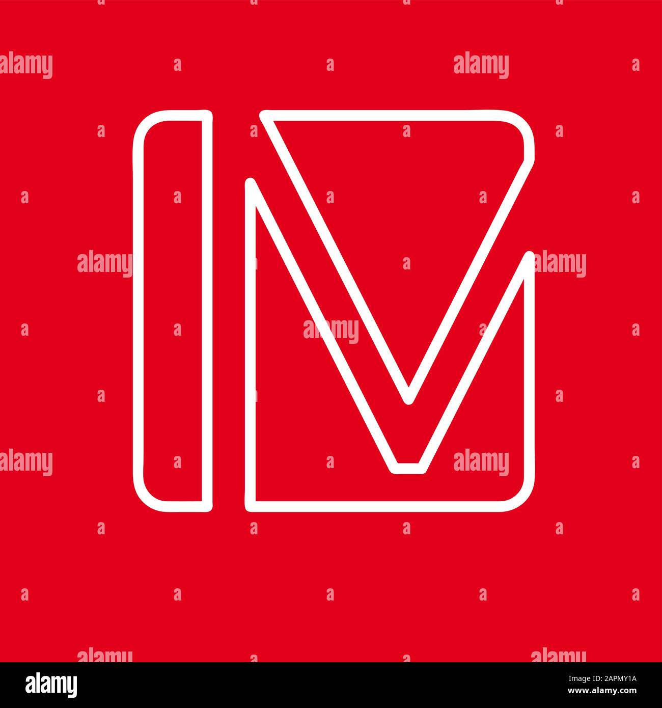Vector initial letter M. Sign made with red line Stock Vector Image ...