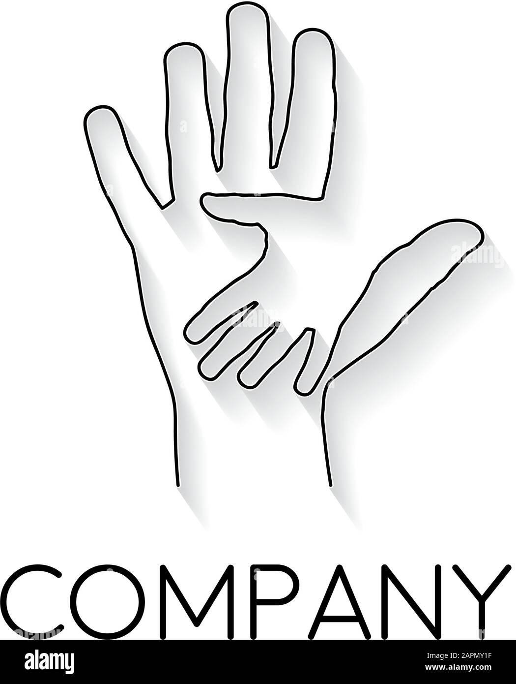 Vector sign abstract two hands, help and solidarity, in linear style ...