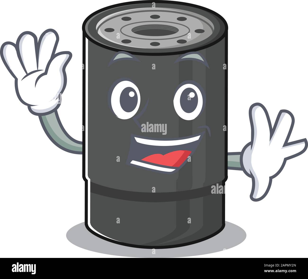 Waving friendly oil filter cartoon character design Stock Vector Image ...