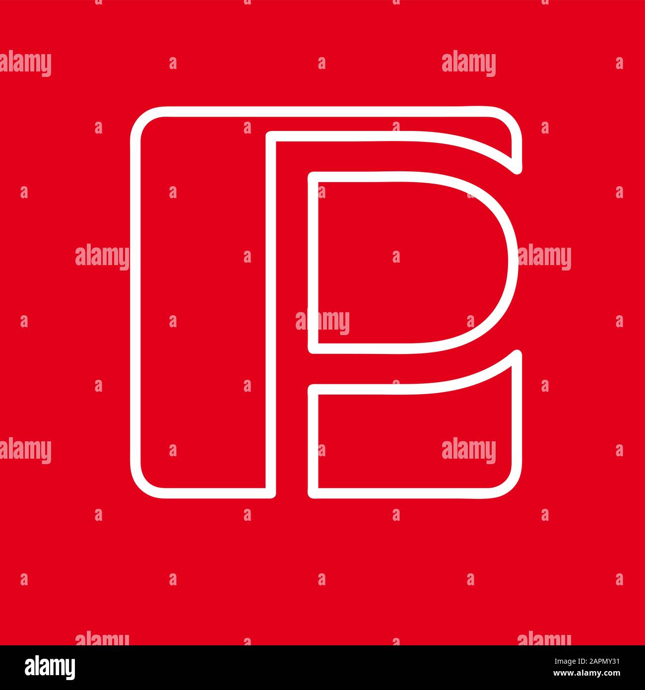 Vector initial letter P. Sign made with red line Stock Vector Image ...
