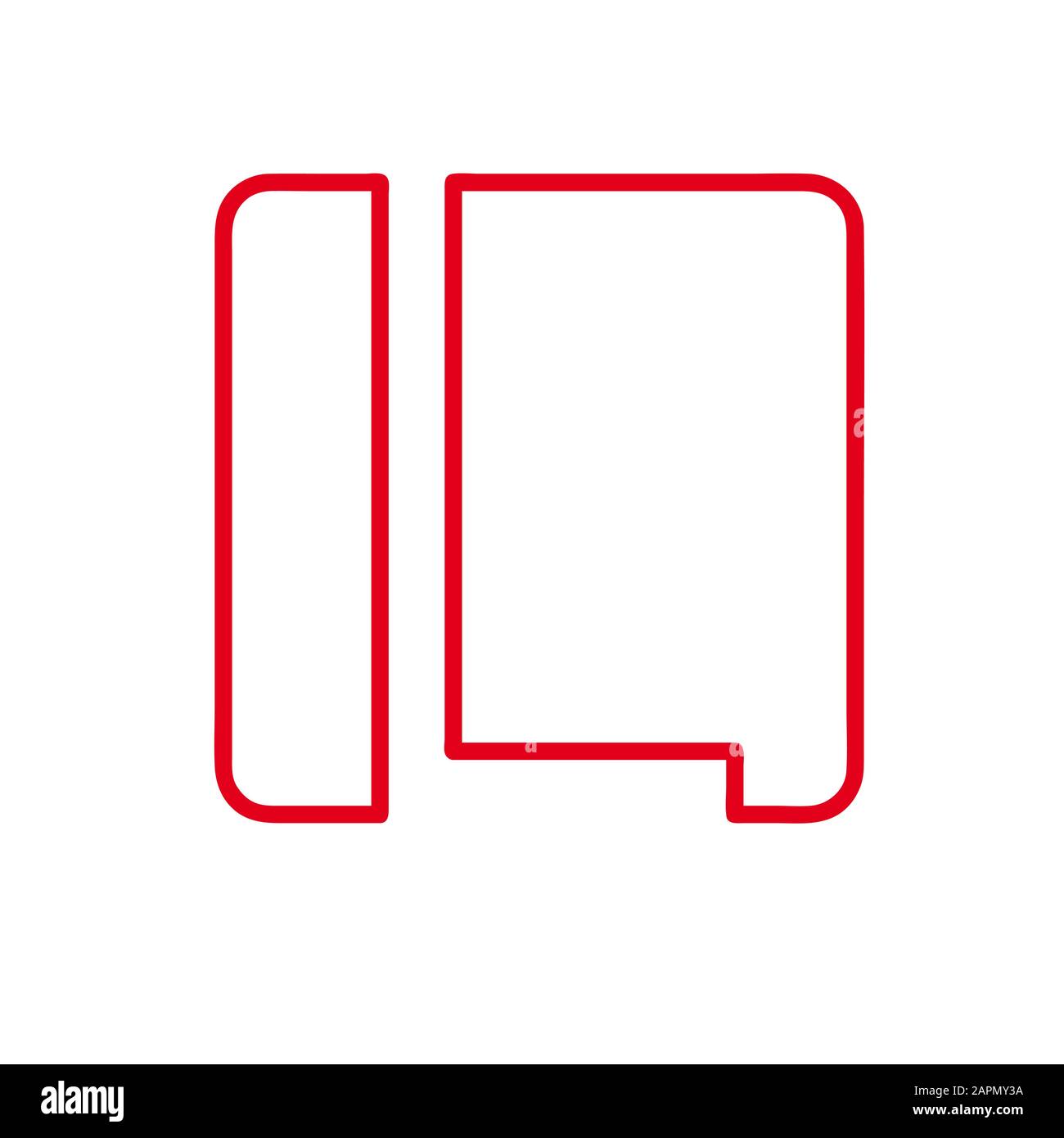 Vector initial letter L. Sign made with red line Stock Vector Image ...