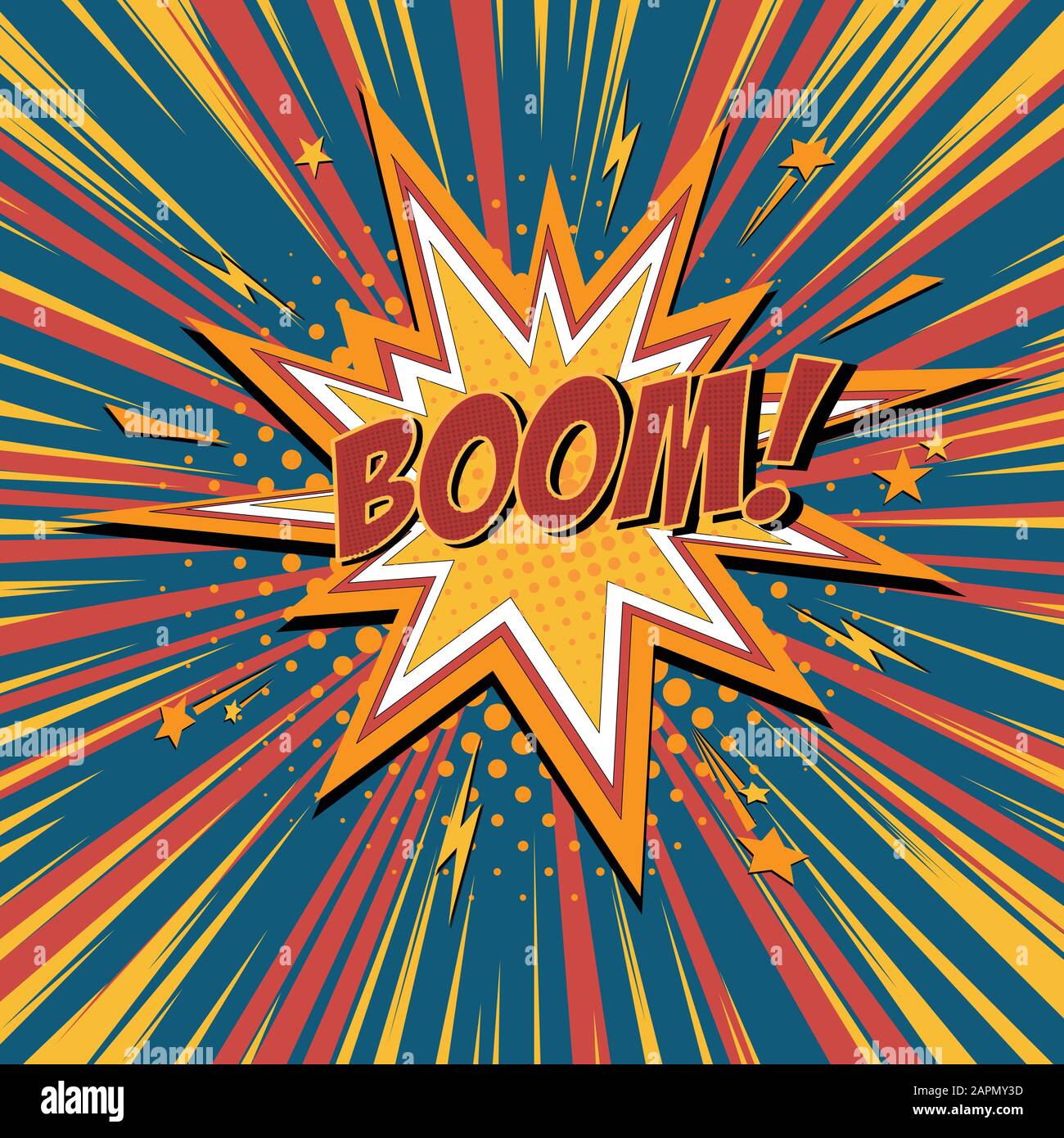 Comic book explosion and speech bubble with inscription boom. Vector ...