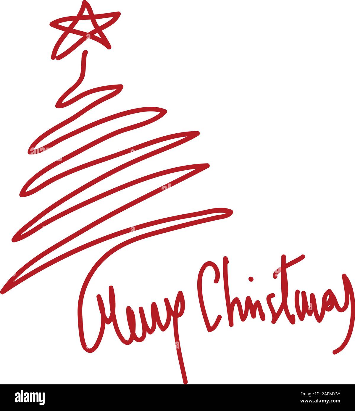 Abstract tree and star scrawled, with merry christmas text Stock Vector ...