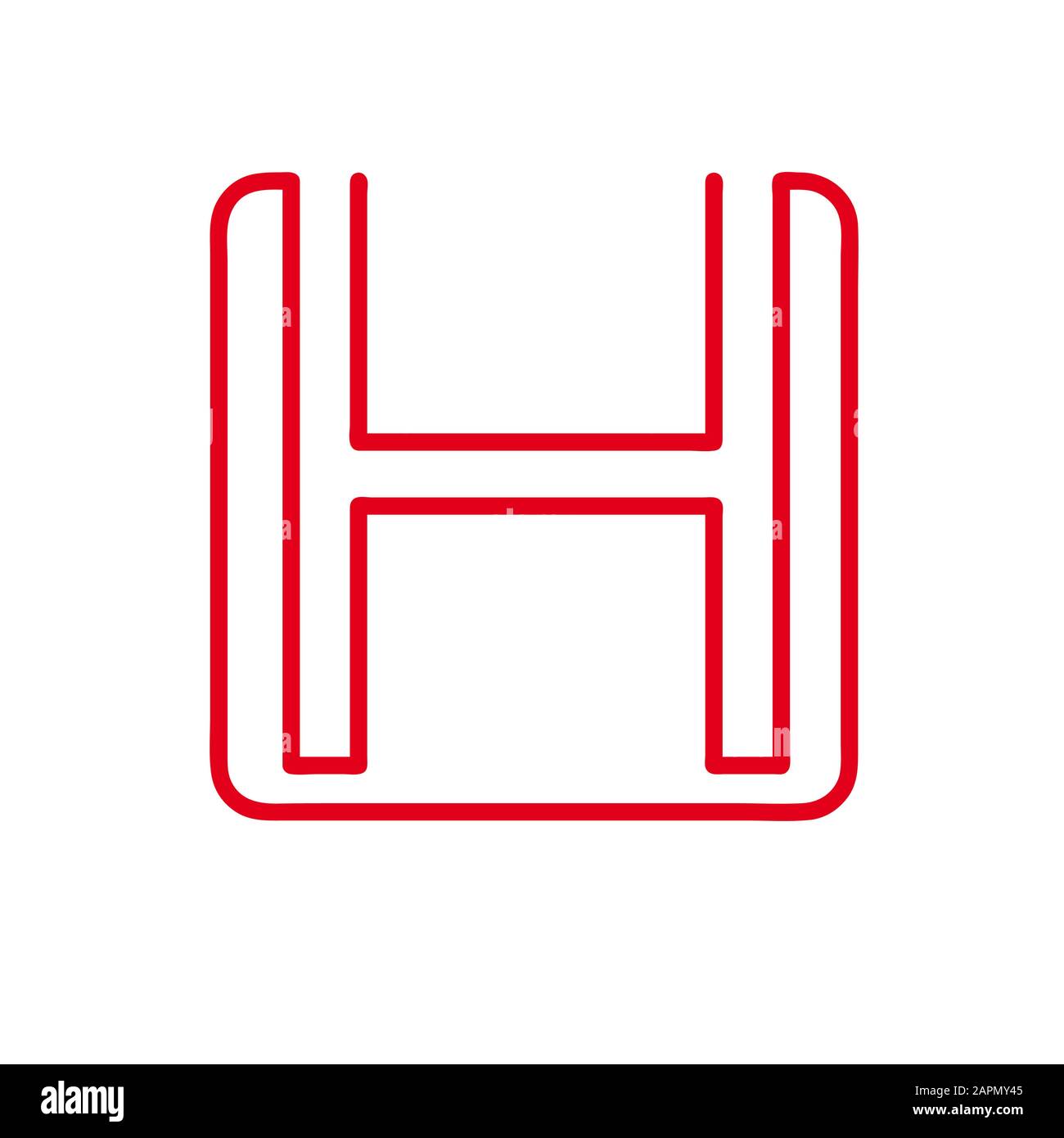 Vector initial letter H. Sign made with red line Stock Vector Image ...