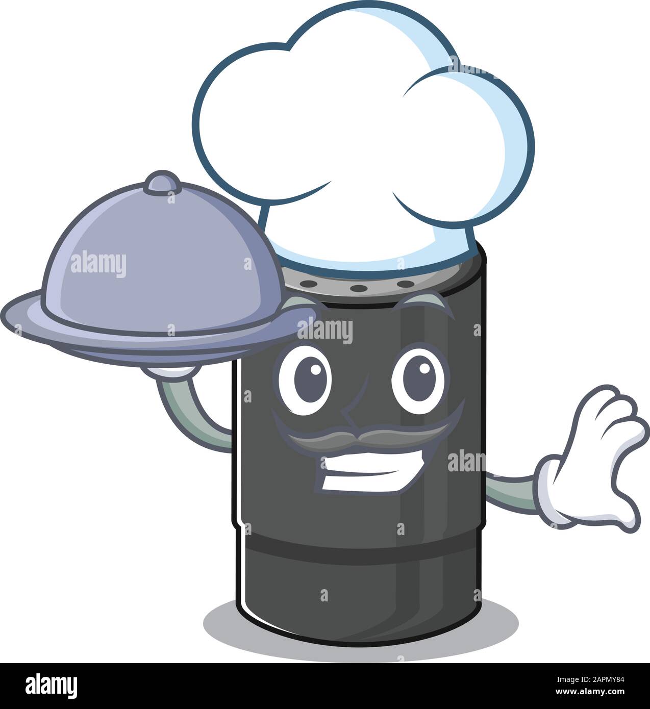 cartoon design of oil filter as a Chef having food on tray Stock Vector ...