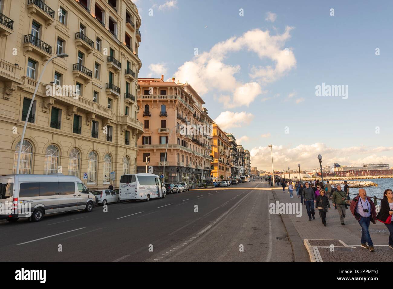 The scenic via Partenope on the the seaside of Naples, Italy Stock ...