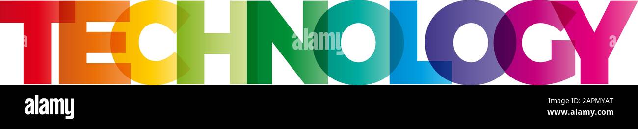 The word Technology. Vector banner with the text colored rainbow Stock ...