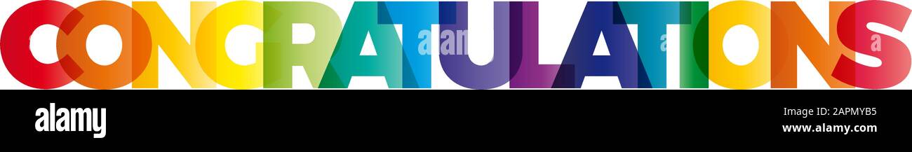 The word Congratulations. Vector banner with the text colored rainbow ...