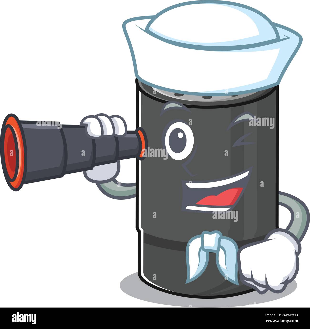 Oil filter cartoon happy Sailor style with binocular Stock Vector Image ...