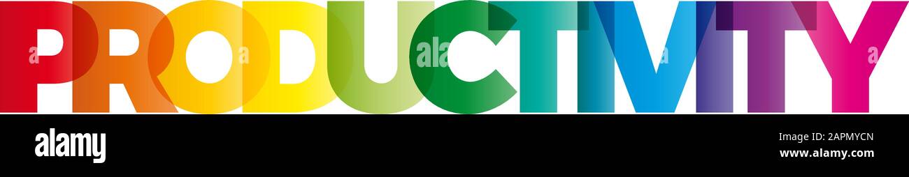 The word Productivity. Vector banner with the text colored rainbow ...