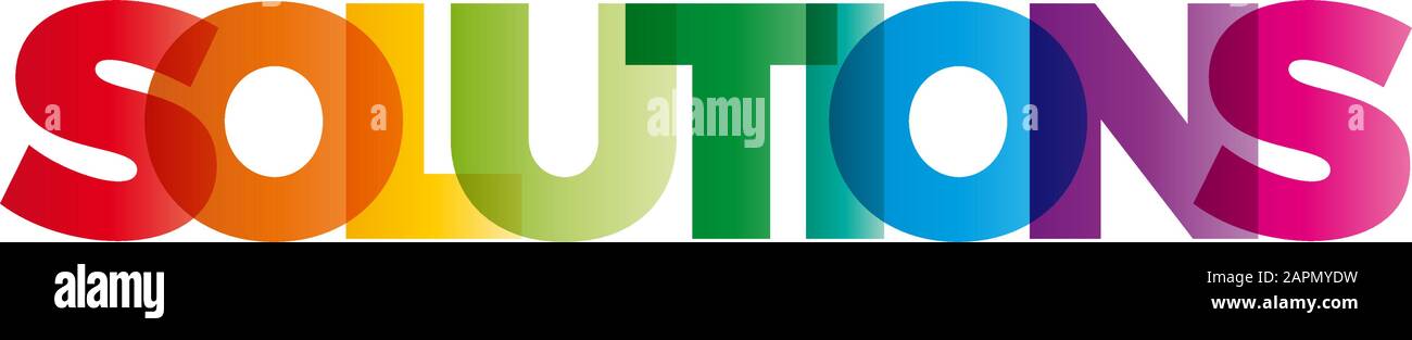 The word Solutions. Vector banner with the text colored rainbow Stock ...