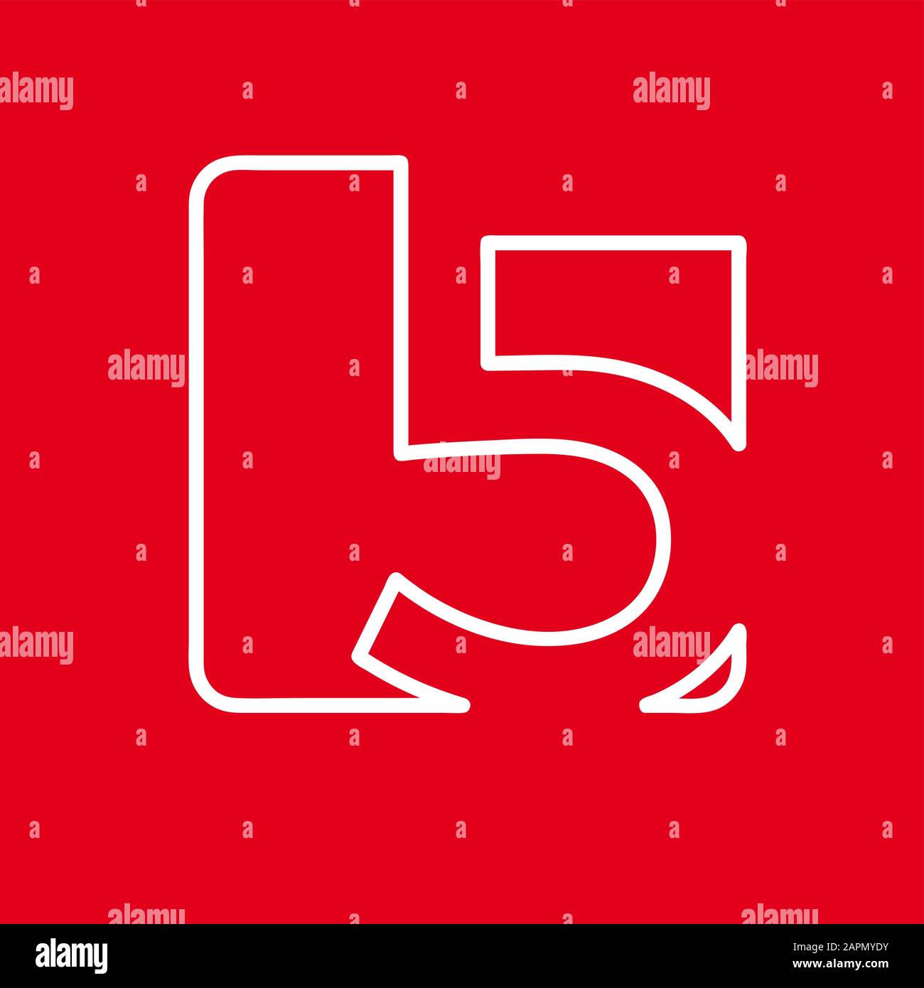 Vector number 5. Sign made with red line Stock Vector Image & Art - Alamy