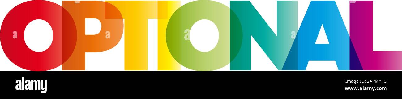The word Optional. Vector banner with the text colored rainbow Stock ...