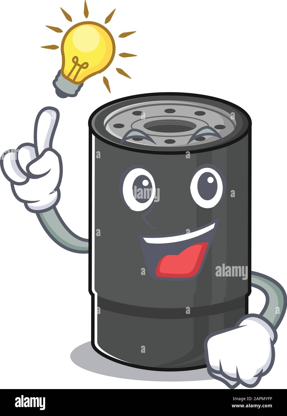 Have an idea gesture of oil filter cartoon character design Stock ...