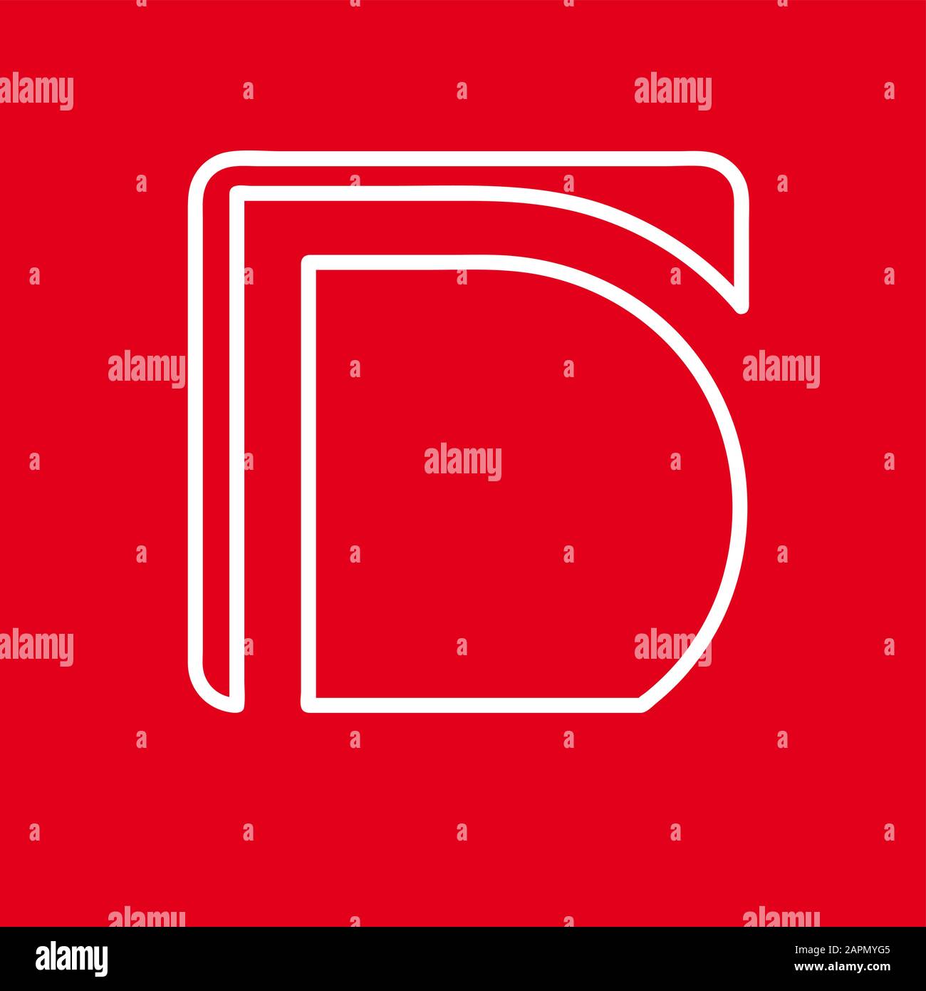 Vector initial letter D. Sign made with red line Stock Vector Image ...