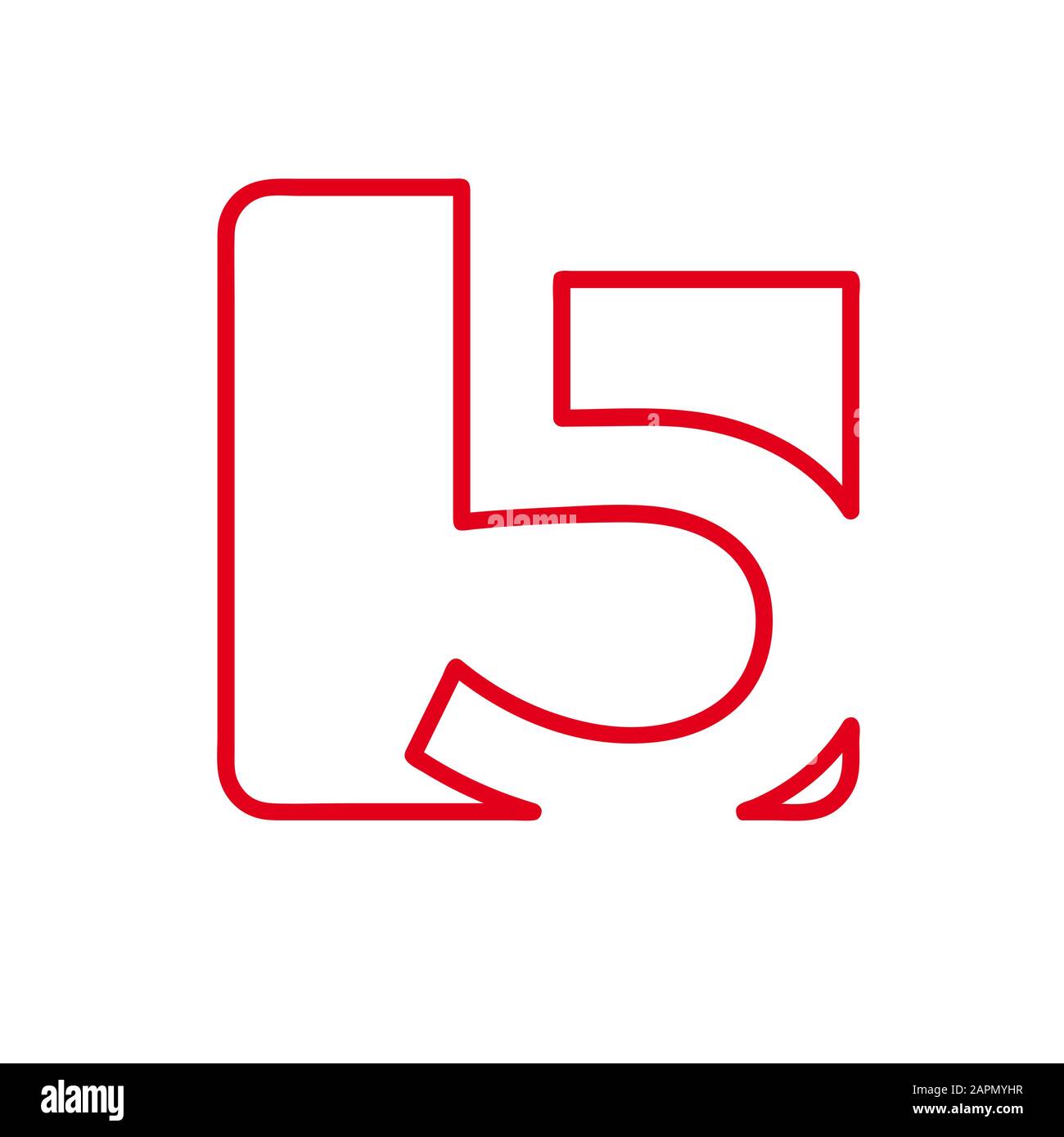 Vector number 5. Sign made with red line Stock Vector Image & Art - Alamy
