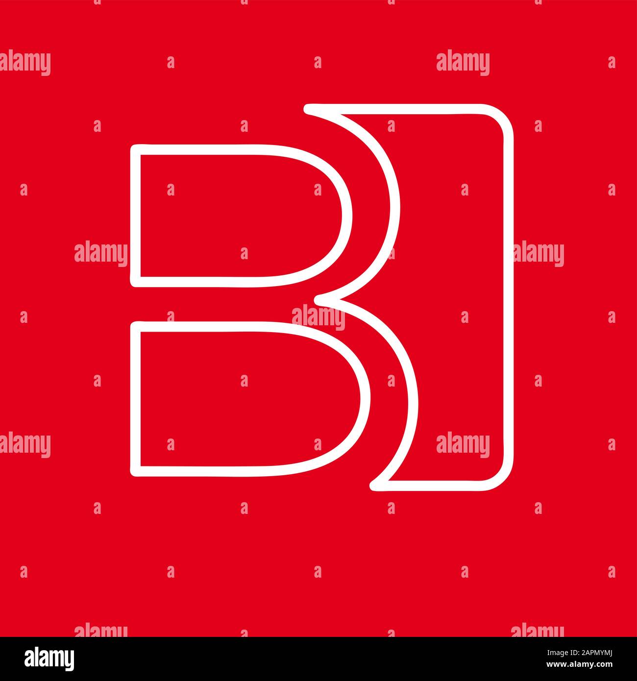 Vector initial letter B. Sign made with red line Stock Vector Image ...