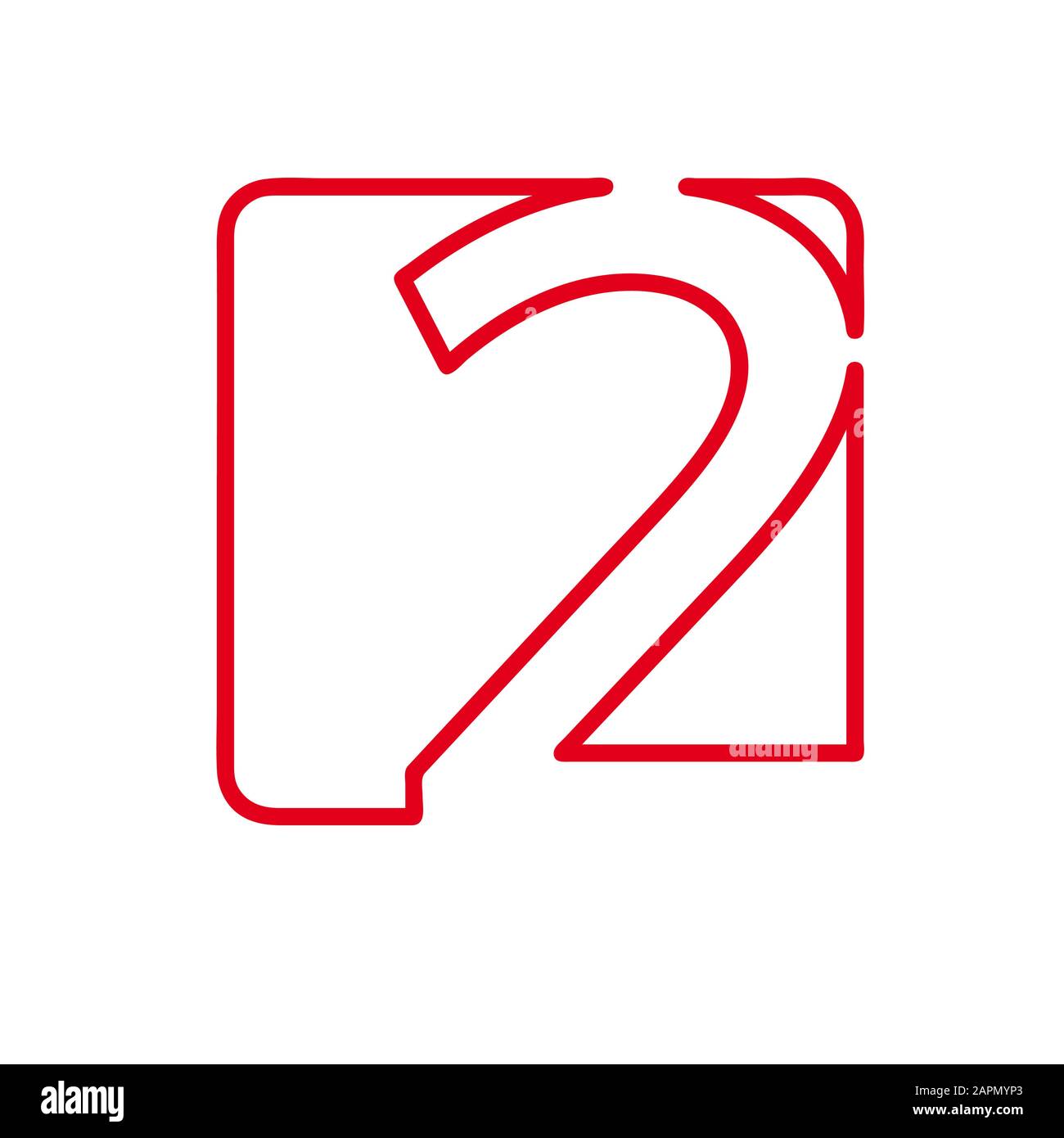 Vector number 2. Sign made with red line Stock Vector Image & Art - Alamy