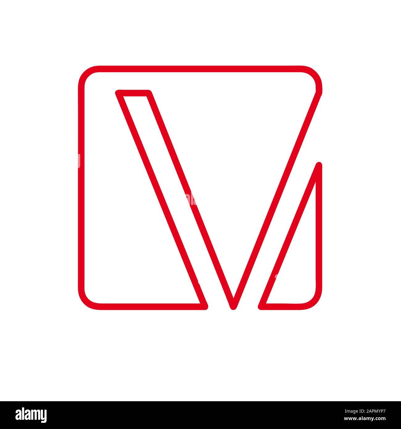 Vector initial letter V. Sign made with red line Stock Vector Image ...