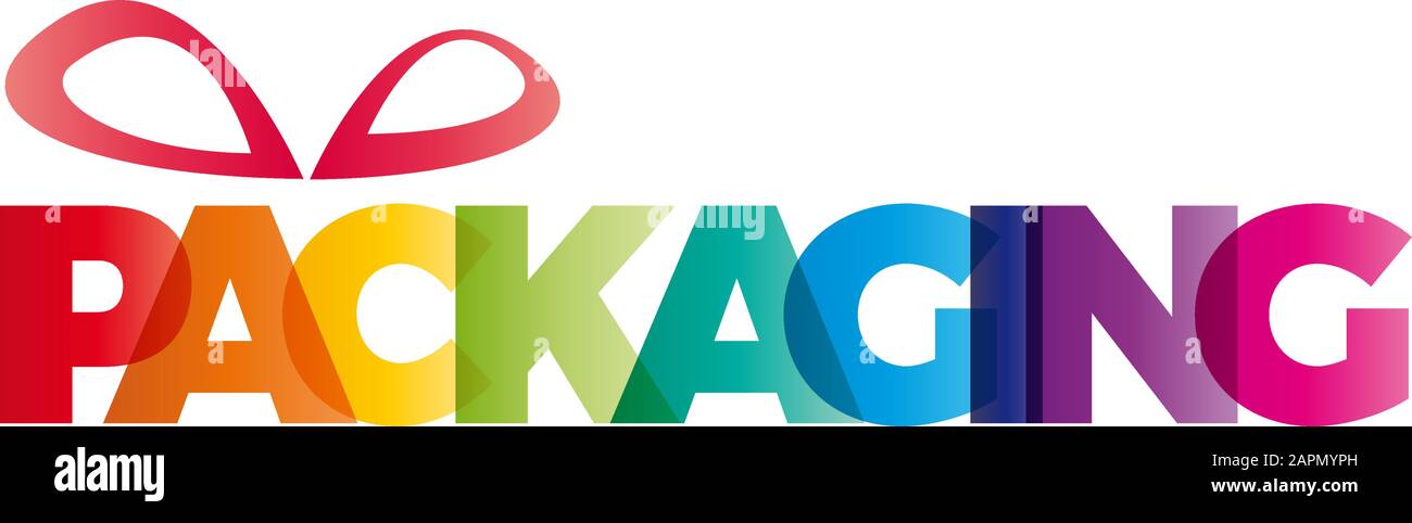 The word Packaging. Vector banner with the text colored rainbow Stock ...
