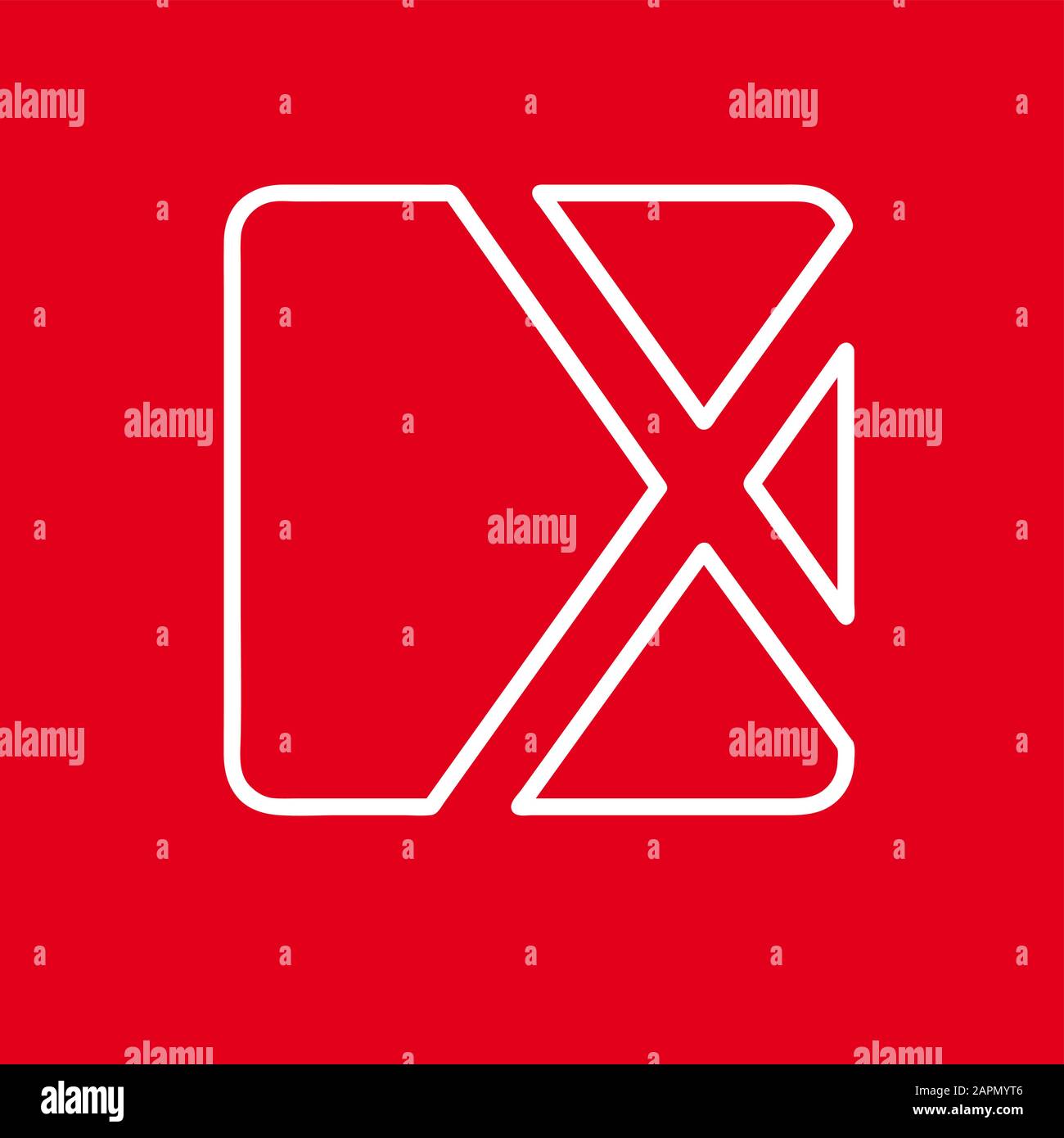 Vector initial letter X. Sign made with red line Stock Vector Image ...