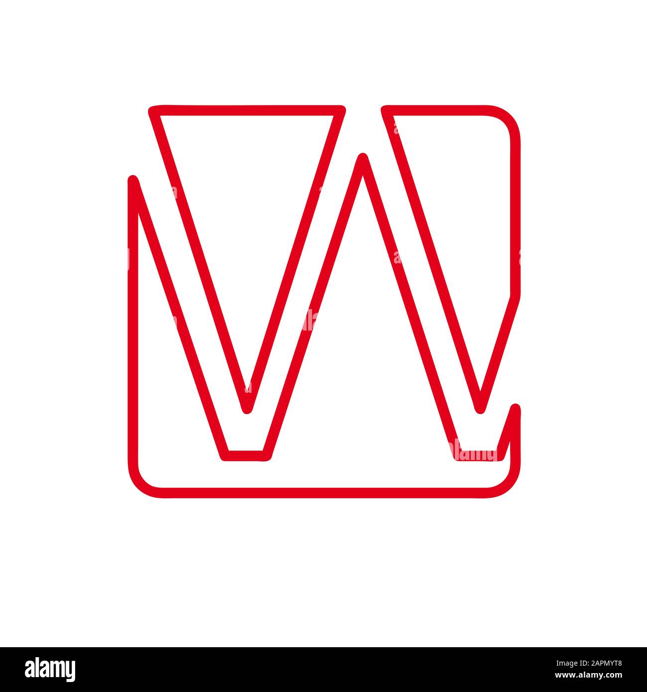 Vector initial letter W. Sign made with red line Stock Vector Image ...