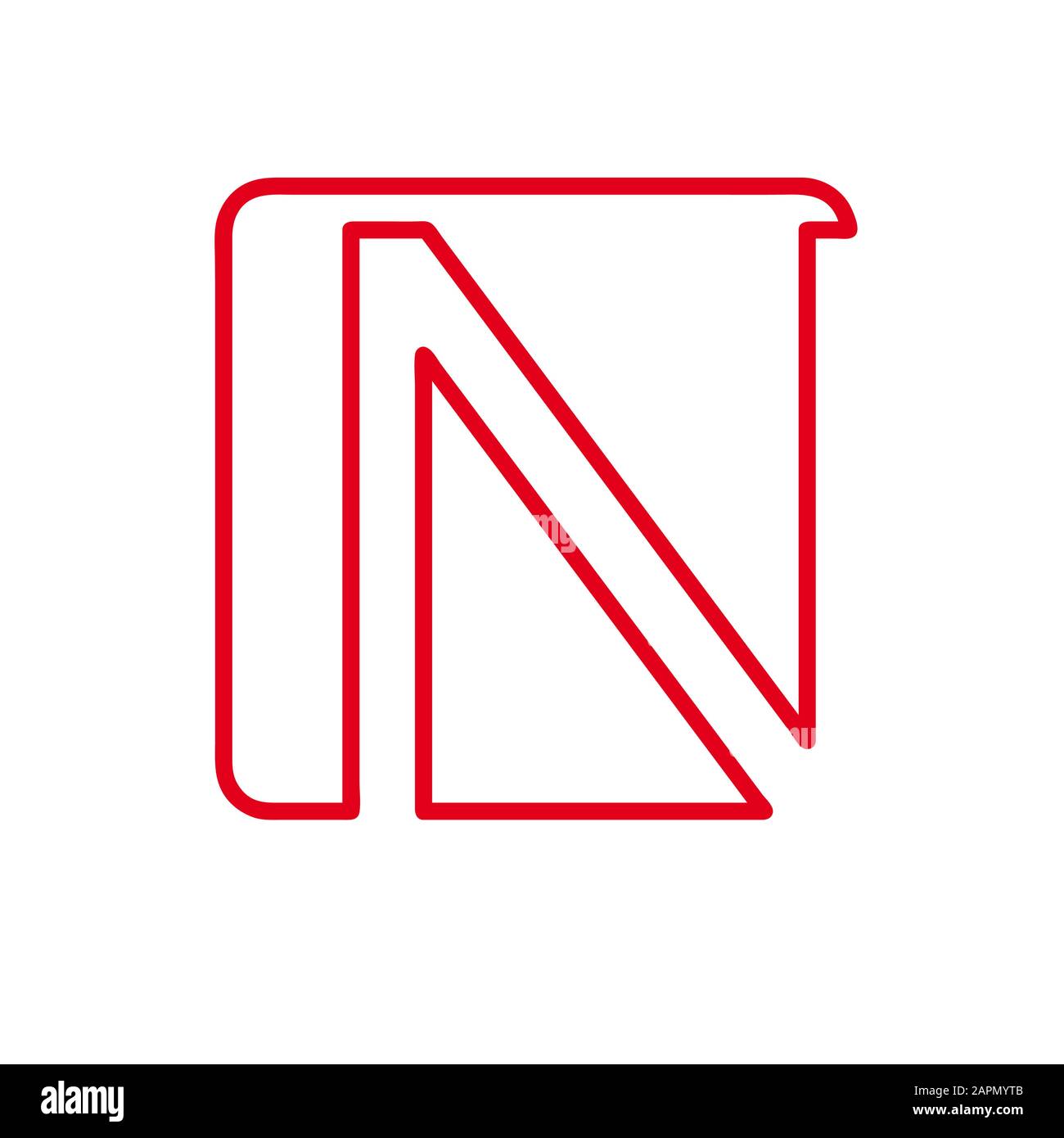 Vector initial letter N. Sign made with red line Stock Vector Image ...