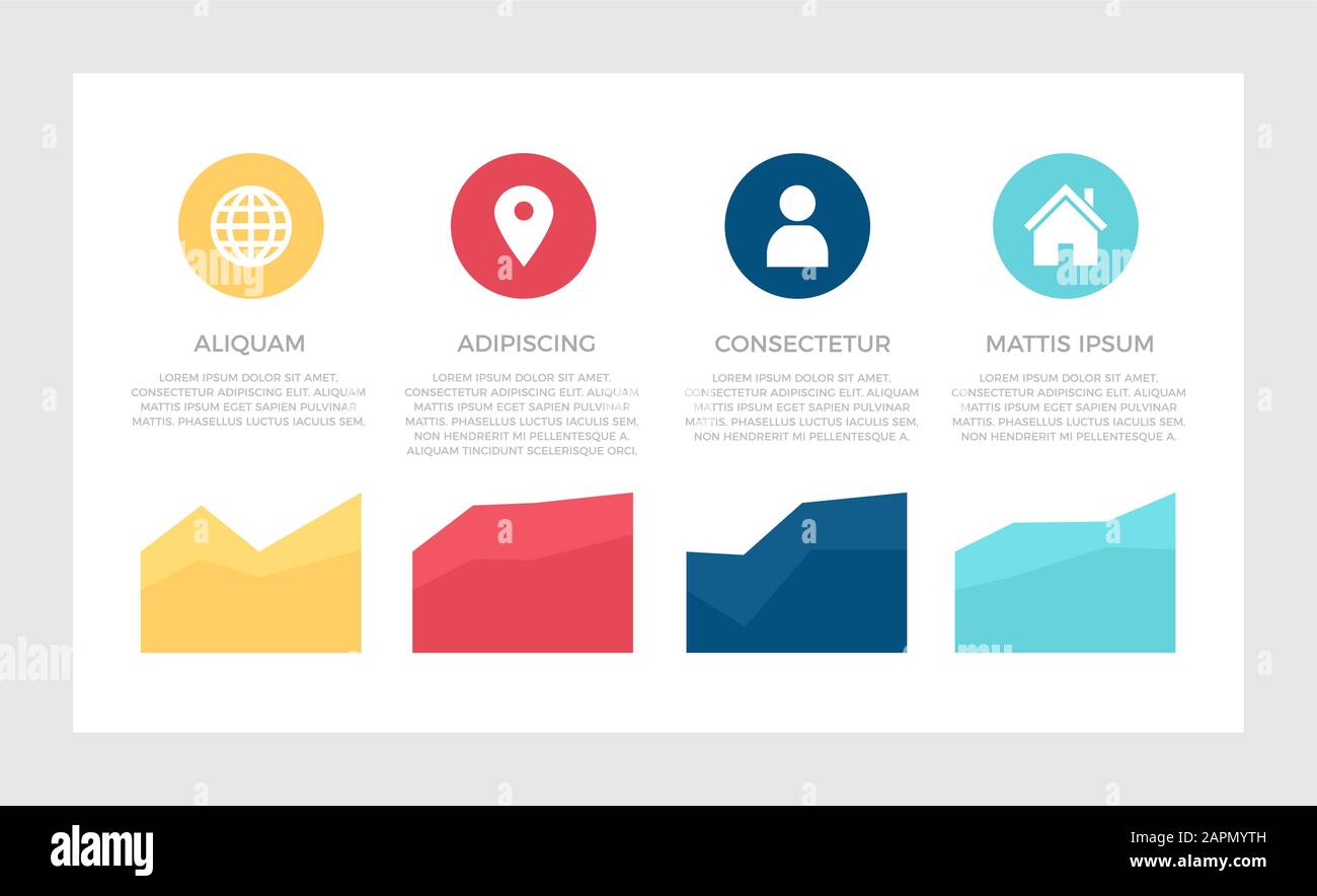 Set of yellow and dark blue, red, turquoise elements for infographic ...