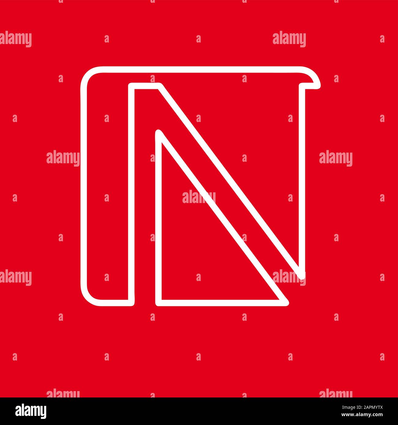 Vector initial letter N. Sign made with red line Stock Vector Image ...