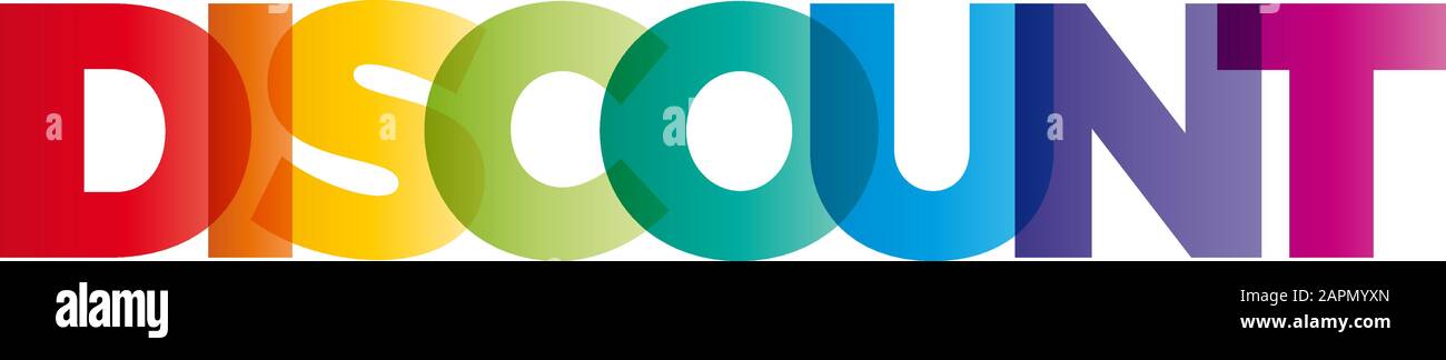 The word Discount. Vector banner with the text colored rainbow Stock ...