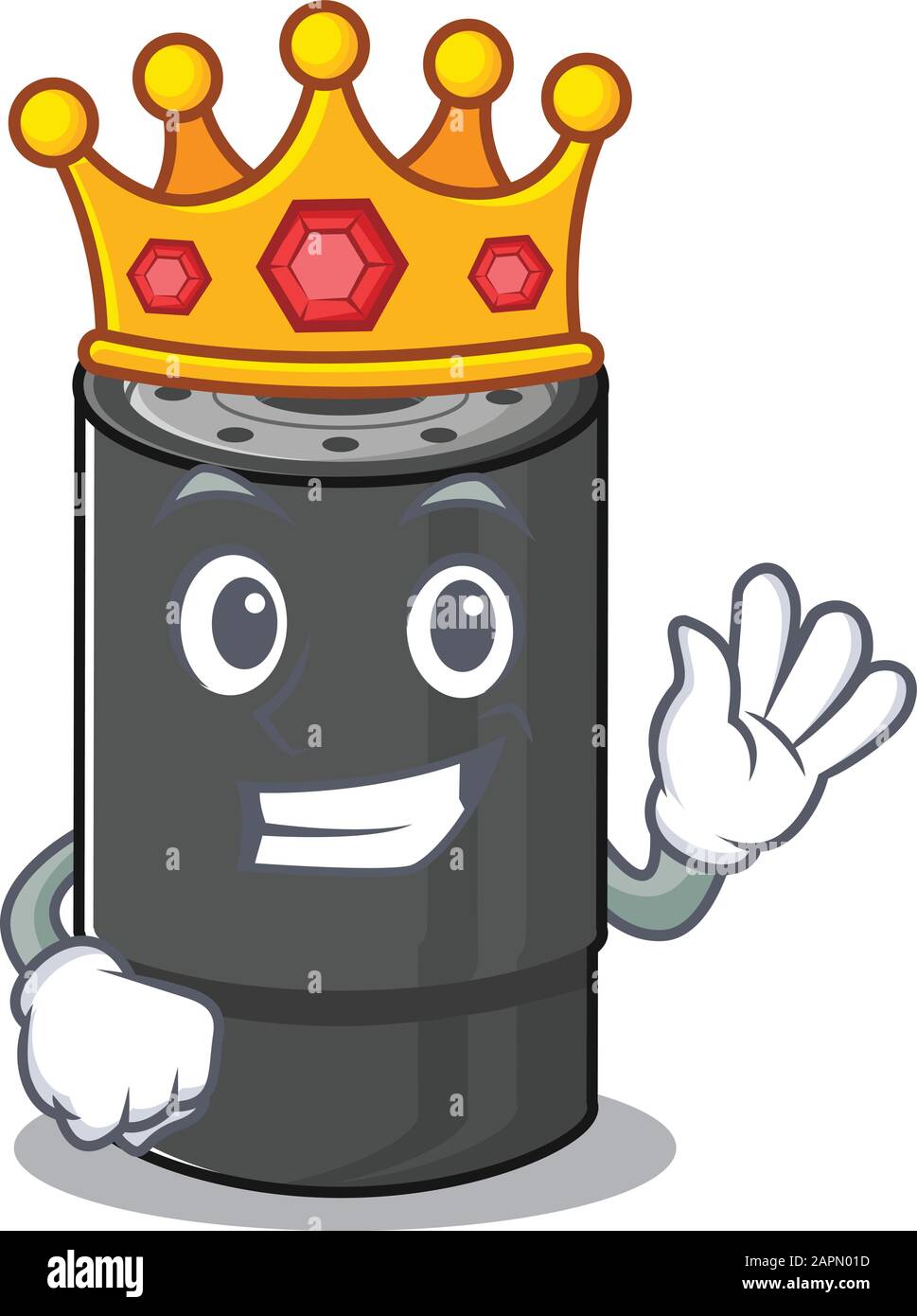 A stunning of oil filter stylized of King on cartoon mascot style Stock ...